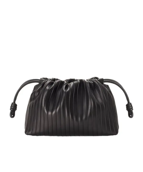 Loewe Medium Flamenco Pleats Purse In Nappa Lambskin - Black