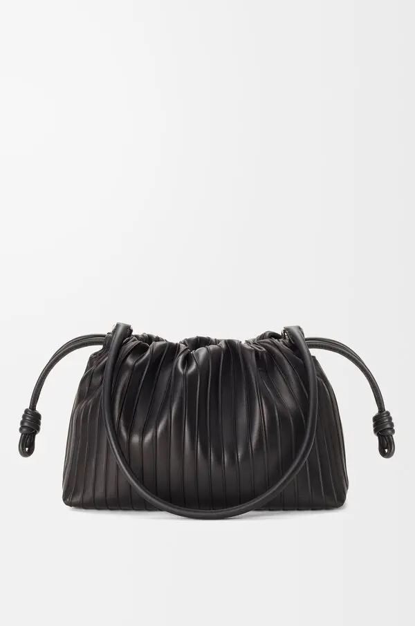Loewe Medium Flamenco Pleats Purse In Nappa Lambskin - Black
