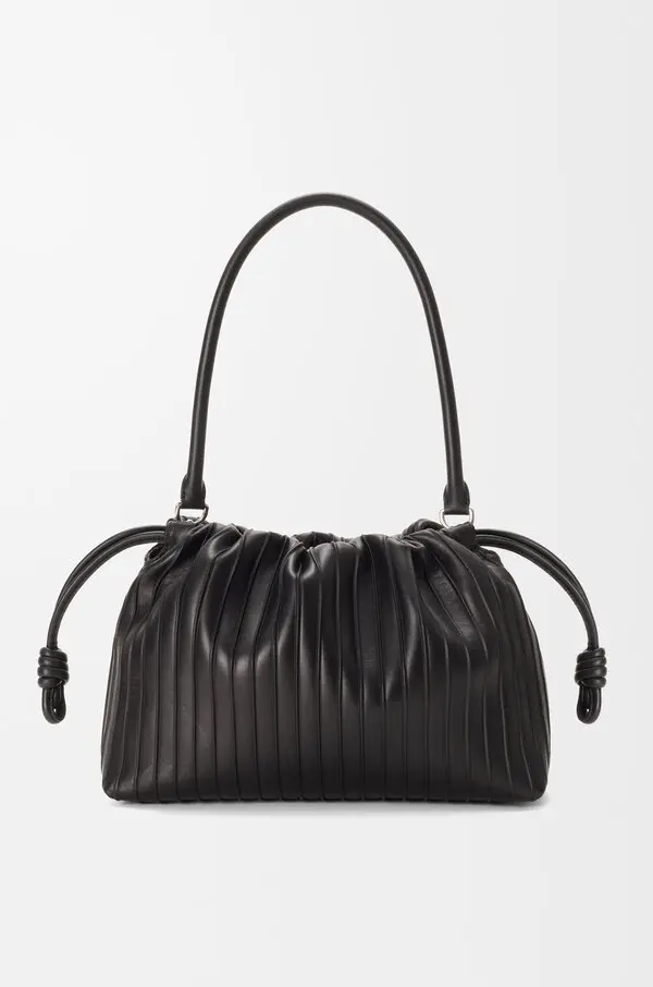 Loewe Medium Flamenco Pleats Purse In Nappa Lambskin - Black