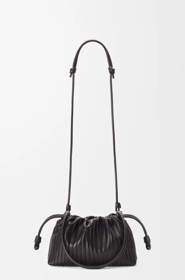 Loewe Medium Flamenco Pleats Purse In Nappa Lambskin - Black