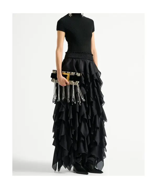 Balmain Long Ruffled Skirt