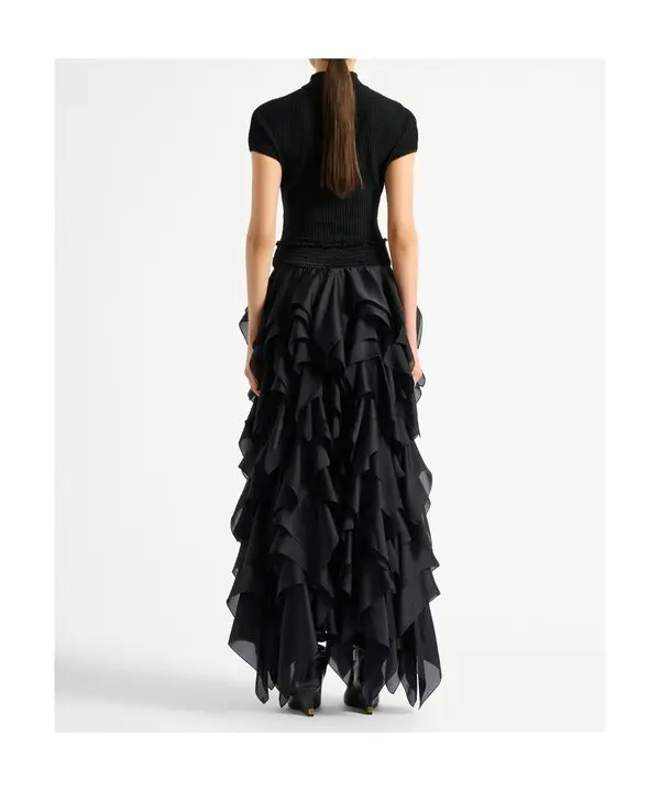 Balmain Long Ruffled Skirt