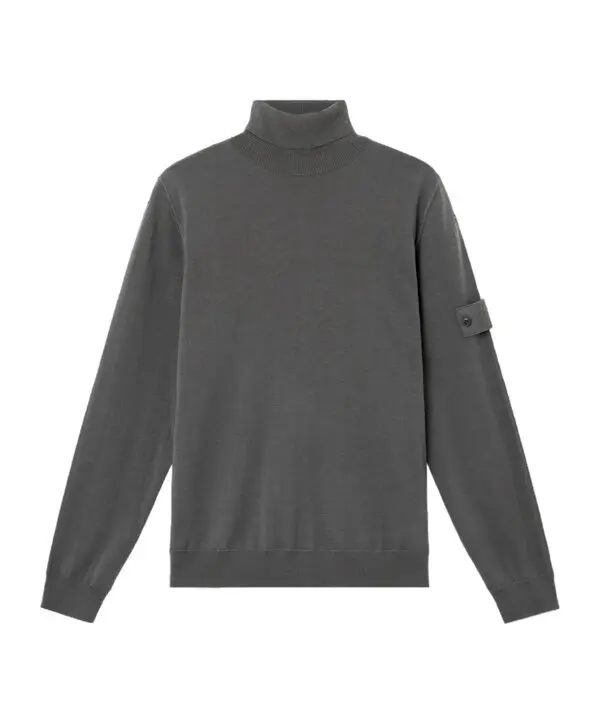Stone Island Logo Patch Roll-neck Jumper - Dark Gray