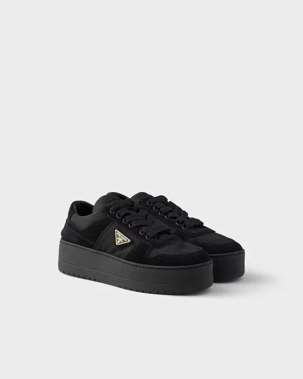Prada Downtown Bold Re-nylon And Suede Sneakers