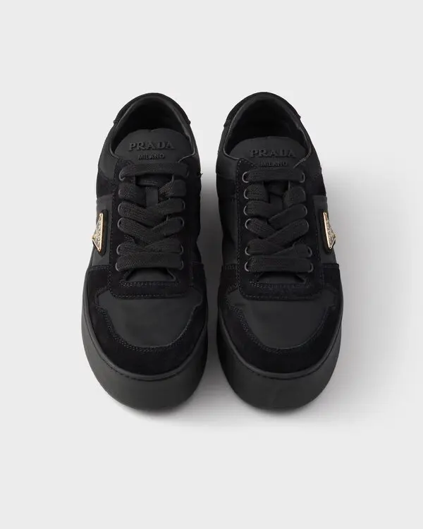 Prada Downtown Bold Re-nylon And Suede Sneakers