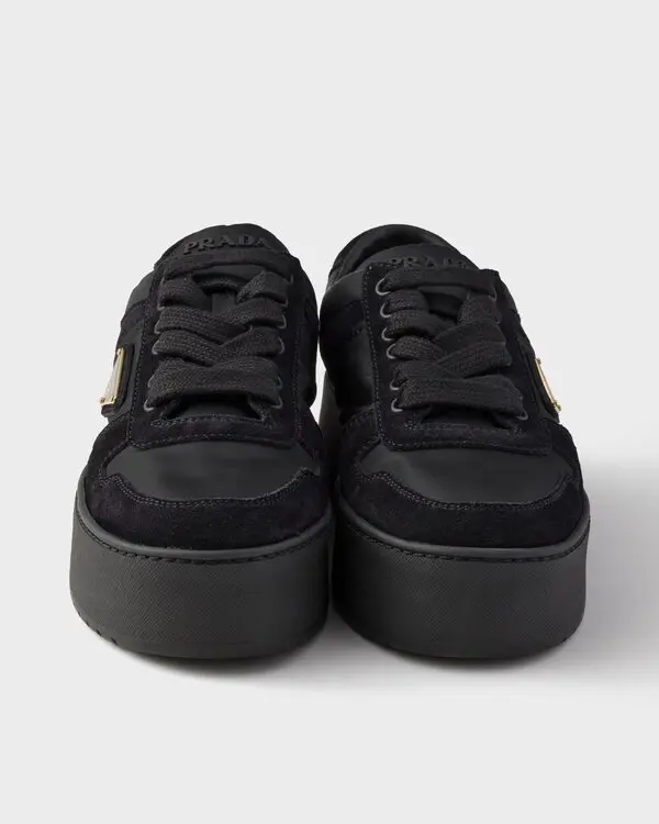 Prada Downtown Bold Re-nylon And Suede Sneakers