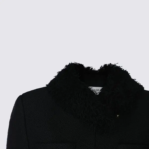 Celine Chasseur Jacket In Viscose And Wool Natt - Black