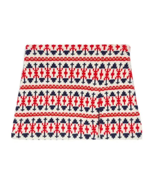 Celine Mini Skirt In Fair Isle Wool And Cashmere - White/blue/red