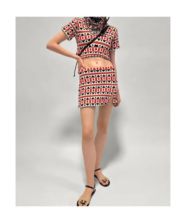 Celine Mini Skirt In Fair Isle Wool And Cashmere