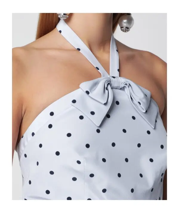 Alessandra Rich Polka Dot Halterneck Midi Dress