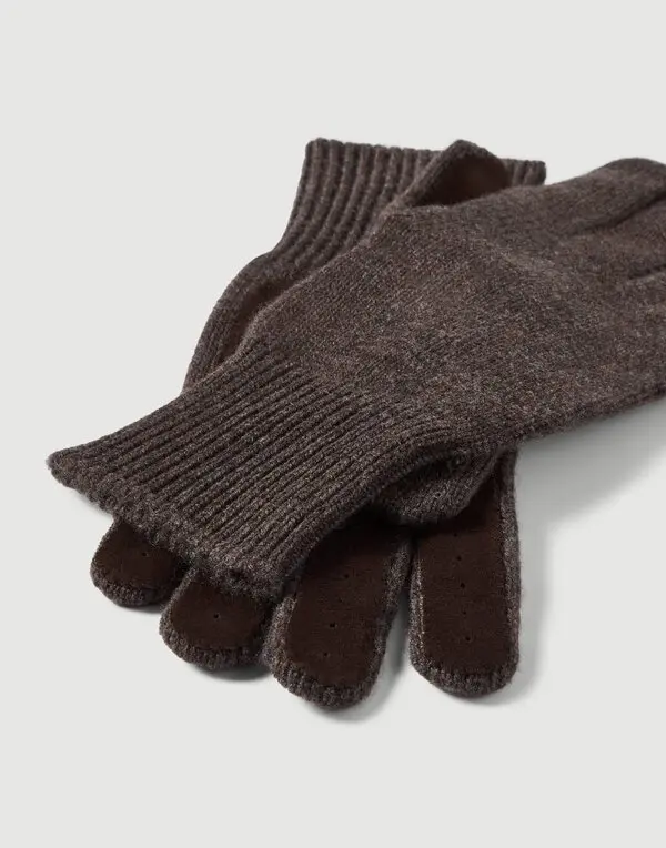 Brunello Cucinelli Cashmere Knit Gloves With Suede Palm