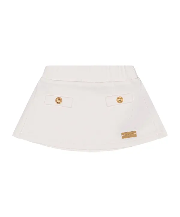 Balmain Button-detail Logo-plaque Skirt - White