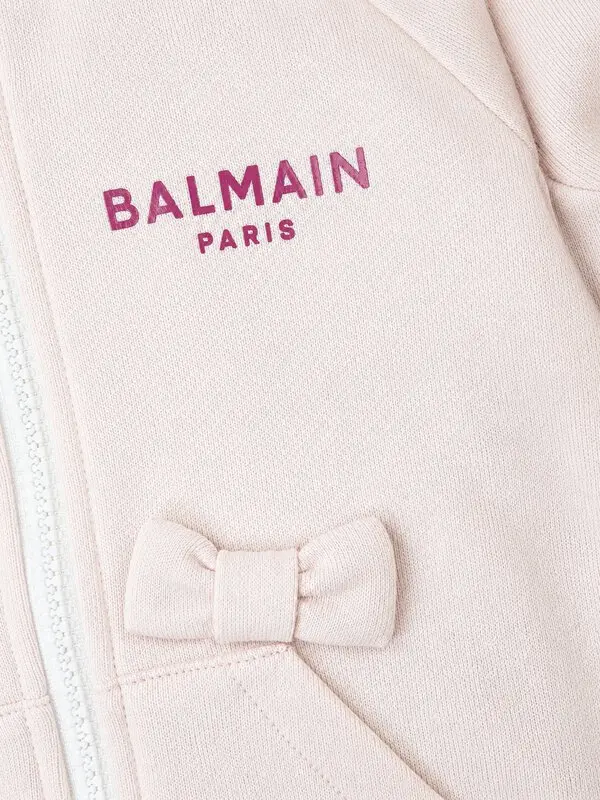 Balmain Hooded Zip-up Long Sleeve Sweatshirt