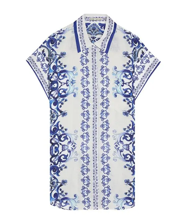 ALICEOLIVIA Floral-print Linen Shirt