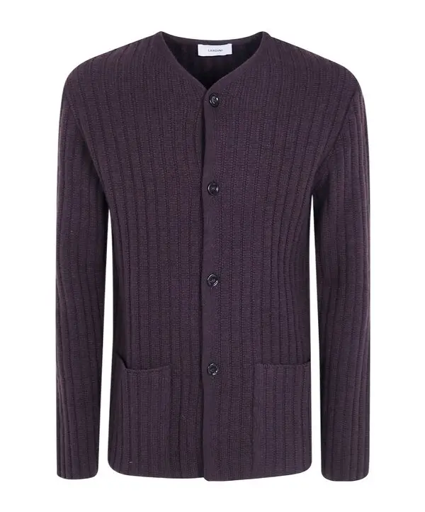 LARDINI Long Sleeve Buttoned Cardigan With Ribbed Details
