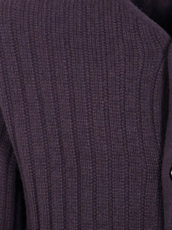 LARDINI Long Sleeve Buttoned Cardigan With Ribbed Details