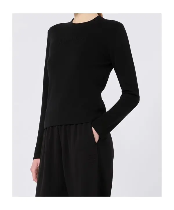 Max Mara Wool Yarn Sweater With Embossed Logo Detail