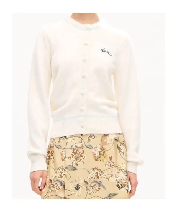 Kenzo Varsity' Embroidered Cardigan In Cotton Wool