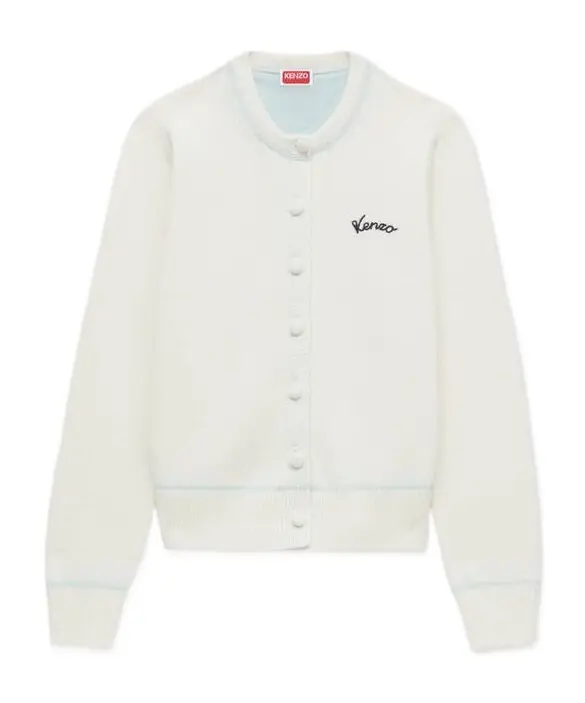 Kenzo Varsity Embroidered Knit Cardigan - Off White