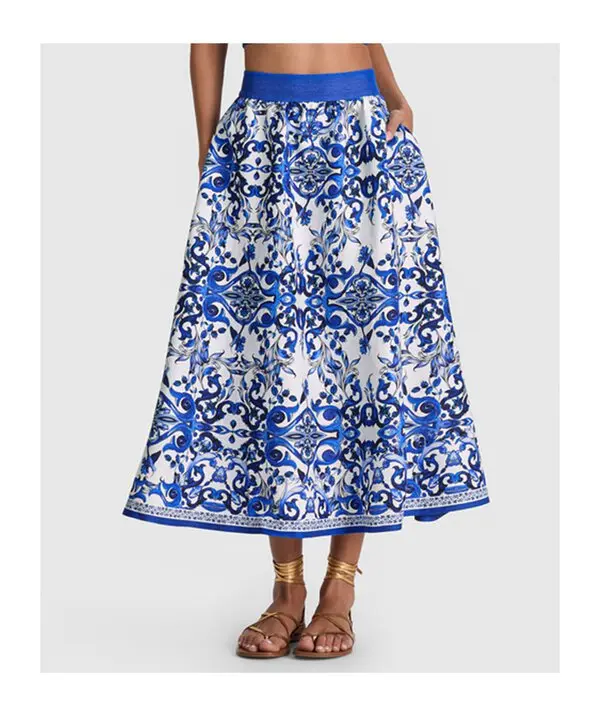 ALICEOLIVIA Earla High-waisted Flared Midi Skirt