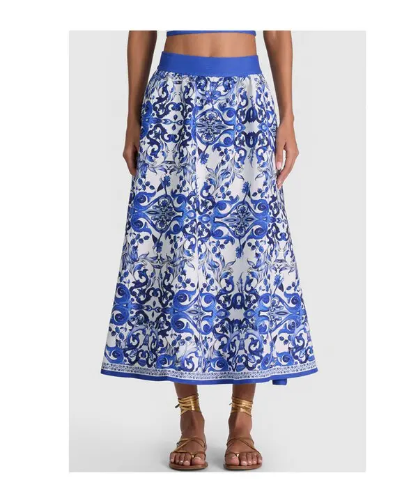 ALICEOLIVIA Earla High-waisted Flared Midi Skirt