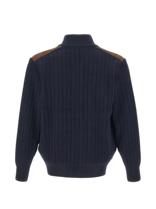 Paul & Shark Ribbed Zip-up Cardigan With Stand Collar
