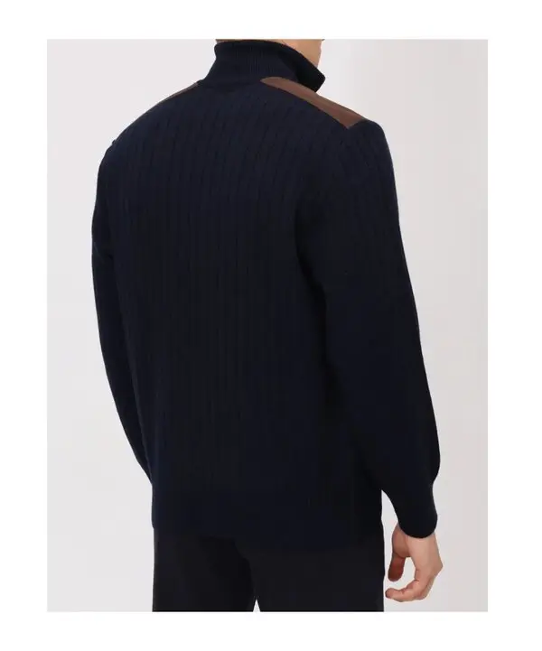 Paul & Shark Ribbed Zip-up Cardigan With Stand Collar