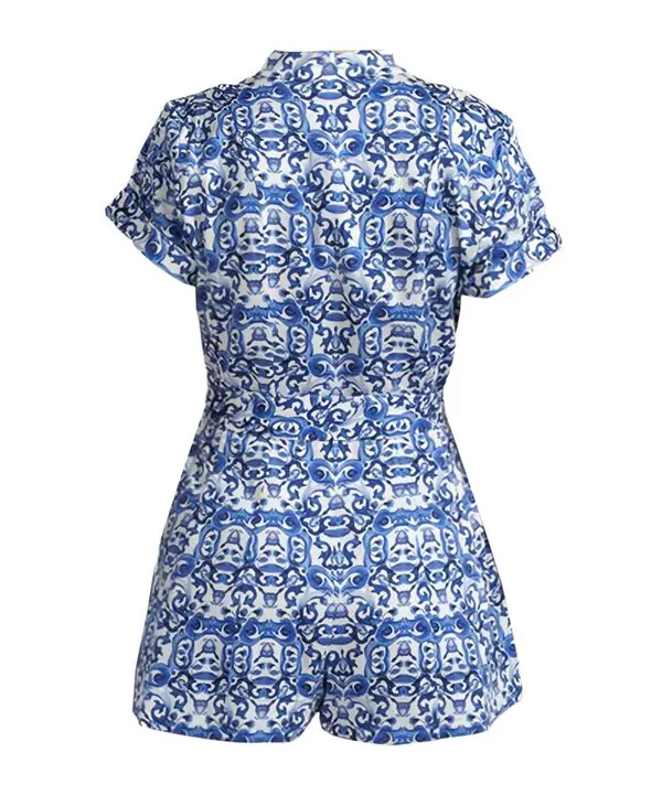 ALICEOLIVIA Alice+olivia Majolica Print Belted Playsuit