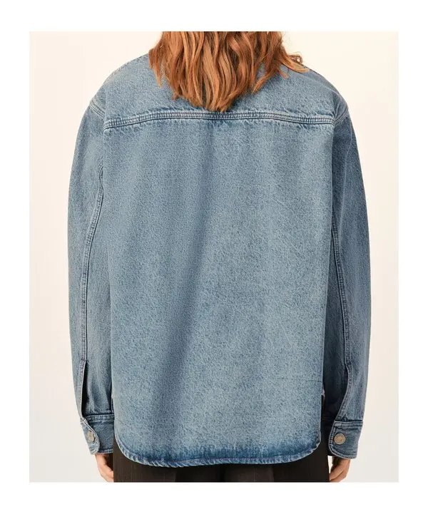 AMI Paris Blue Cotton Overshirt With De Coeur