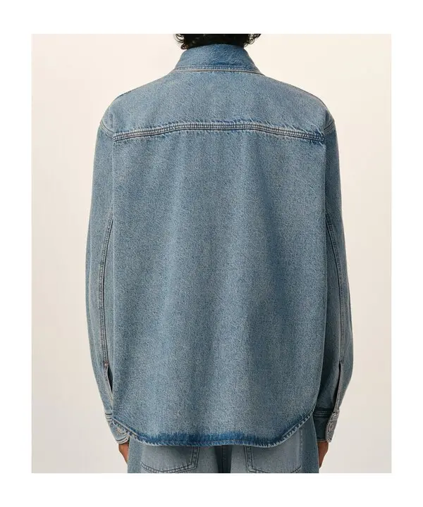 AMI Paris Blue Cotton Overshirt With De Coeur