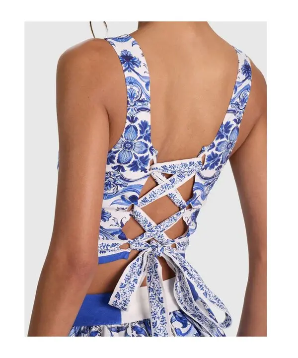 ALICEOLIVIA Miriam Sweetheart Cropped Top