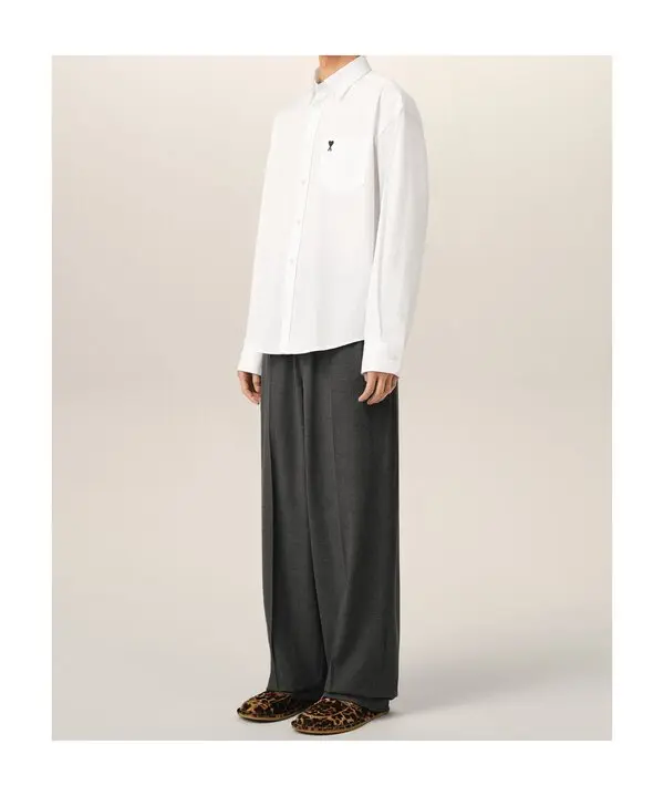 AMI Paris Boxy Cotton Shirt With De Coeur