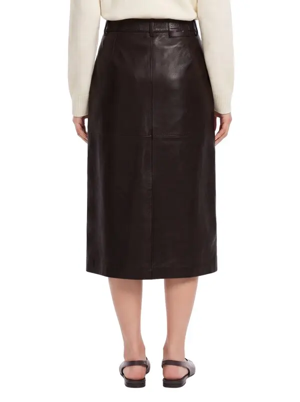 Max Mara Gita Leather Midi Skirt - No