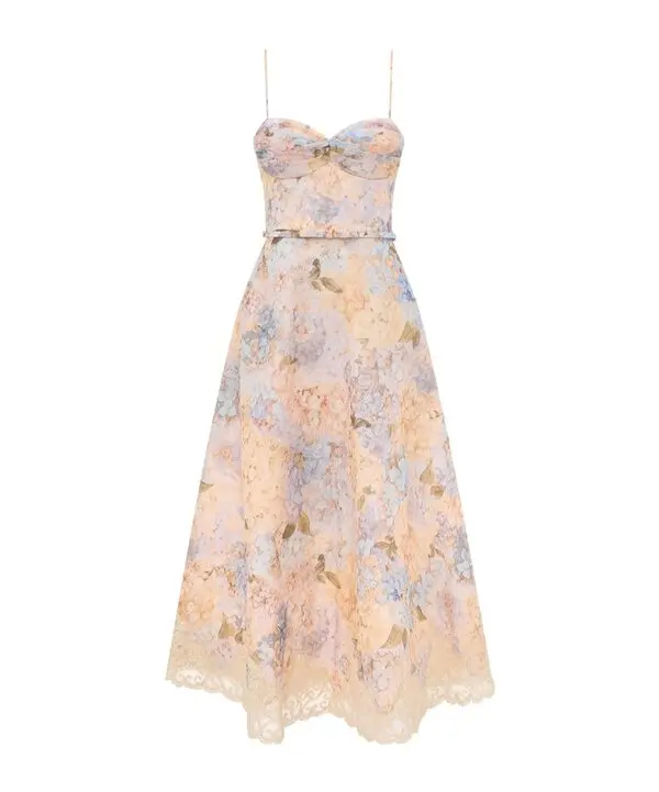 Zimmermann Valiant Tucked Midi Dress - Blue Hydrangea