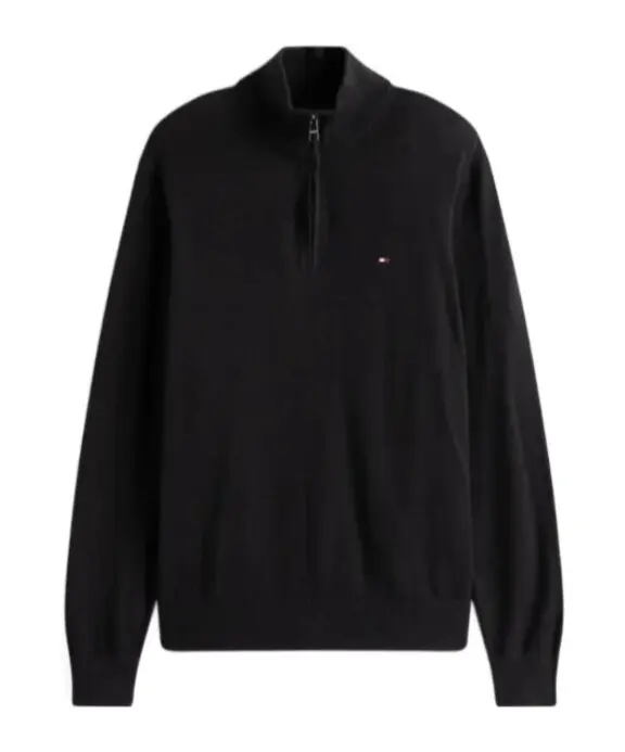Tommy Hilfiger Long-sleeve Mock Neck Half-zip Knit Top - Black