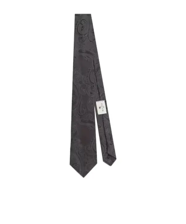 Etro Silk Jacquard Tie With Paisley Motif - Grey