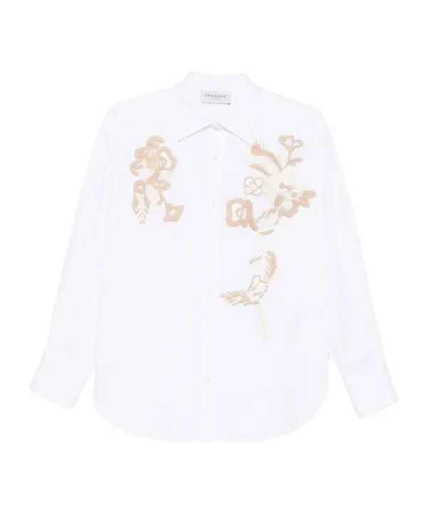 ERMANNO FIRENZE Embroidered Floral Long Sleeve Shirt