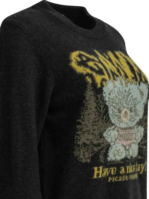 GANNI Teddy Jacquard Knitted Sweater - Phantom Black