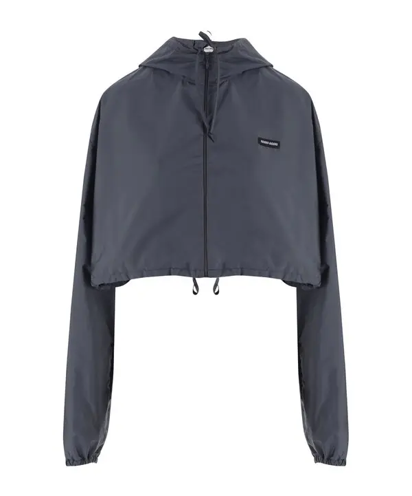 Miu Miu Cropped Hooded Jacket - Hematite