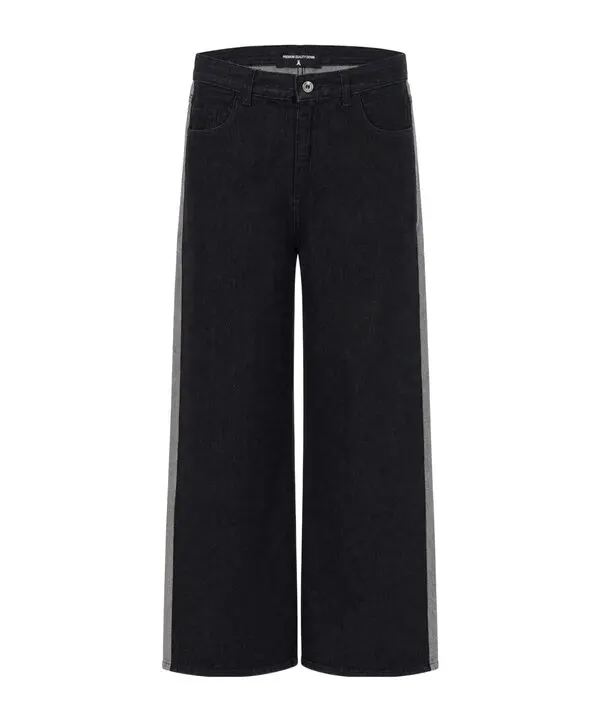 Patrizia Pepe Bi-colour Wide-leg Jeans - Black Reverse Grey