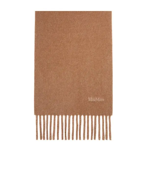 Max Mara Logo Embroidered Fringe Scarf