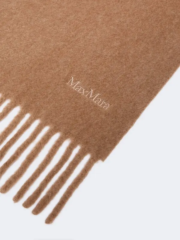 Max Mara Logo Embroidered Fringe Scarf