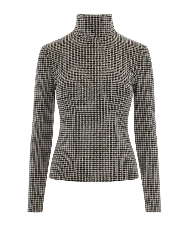 Patrizia Pepe Micro-check High-neck Top