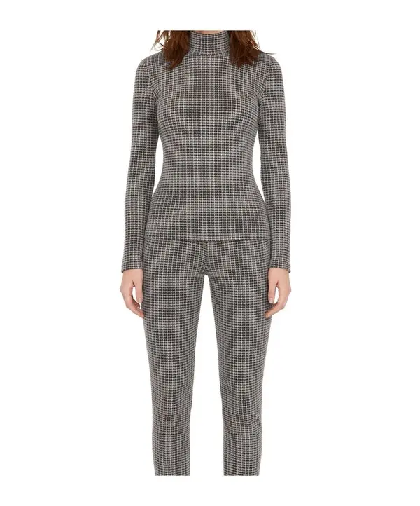 Patrizia Pepe Micro-check High-neck Top