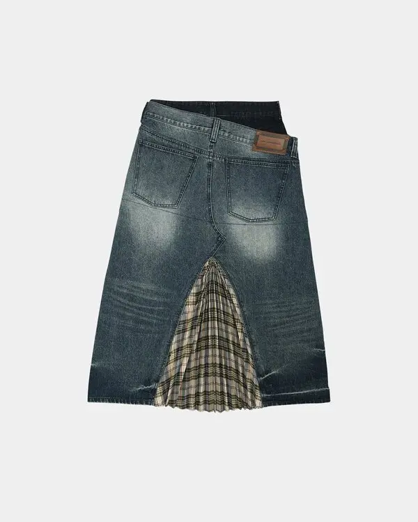Andersson Bell Pleated Patchwork Denim Midi Skirt