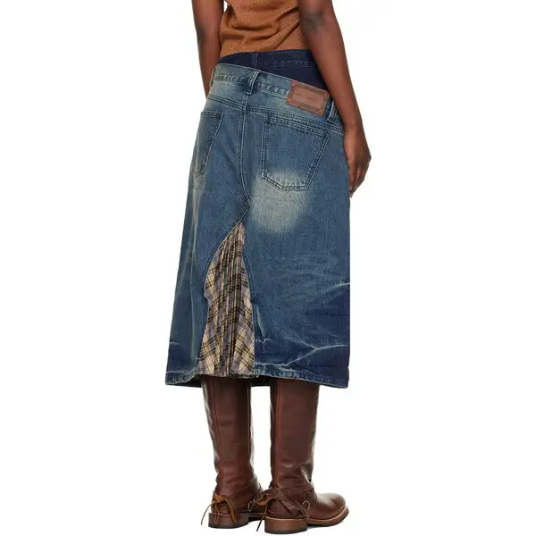 Andersson Bell Pleated Patchwork Denim Midi Skirt