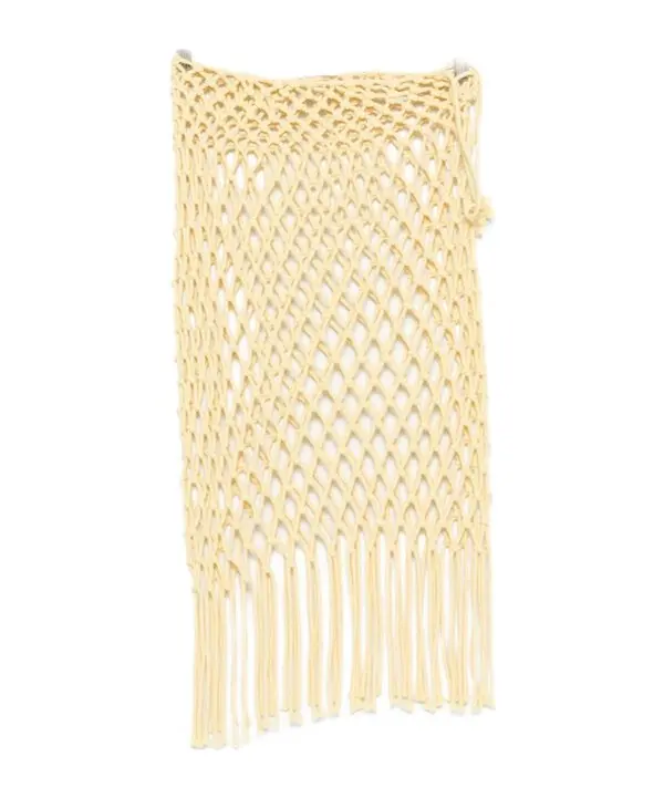 THE FRANKIE SHOP Macramé Knit Fringed Midi Skirt