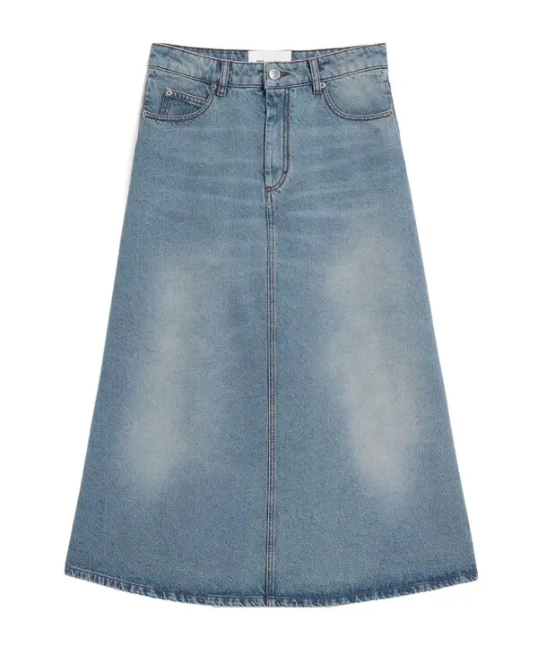 AMI Paris Long A-line Denim Skirt