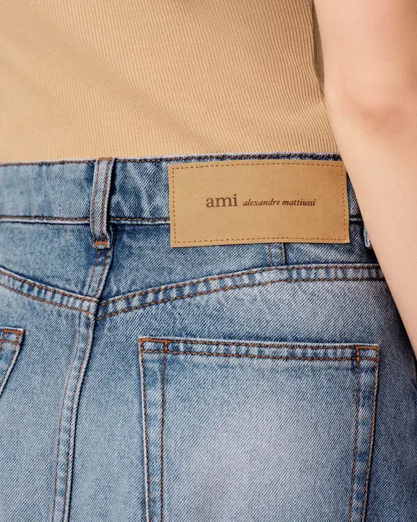 AMI Paris Long A-line Denim Skirt