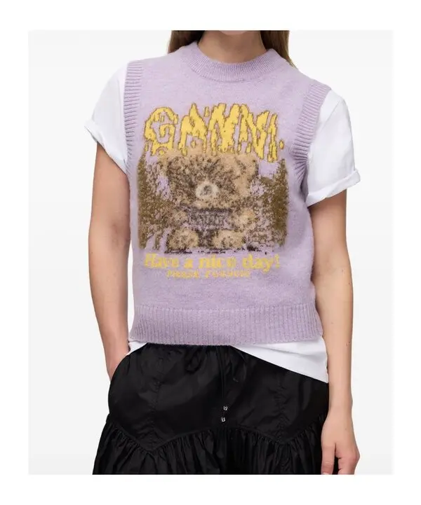 GANNI Vest With Forest Teddy